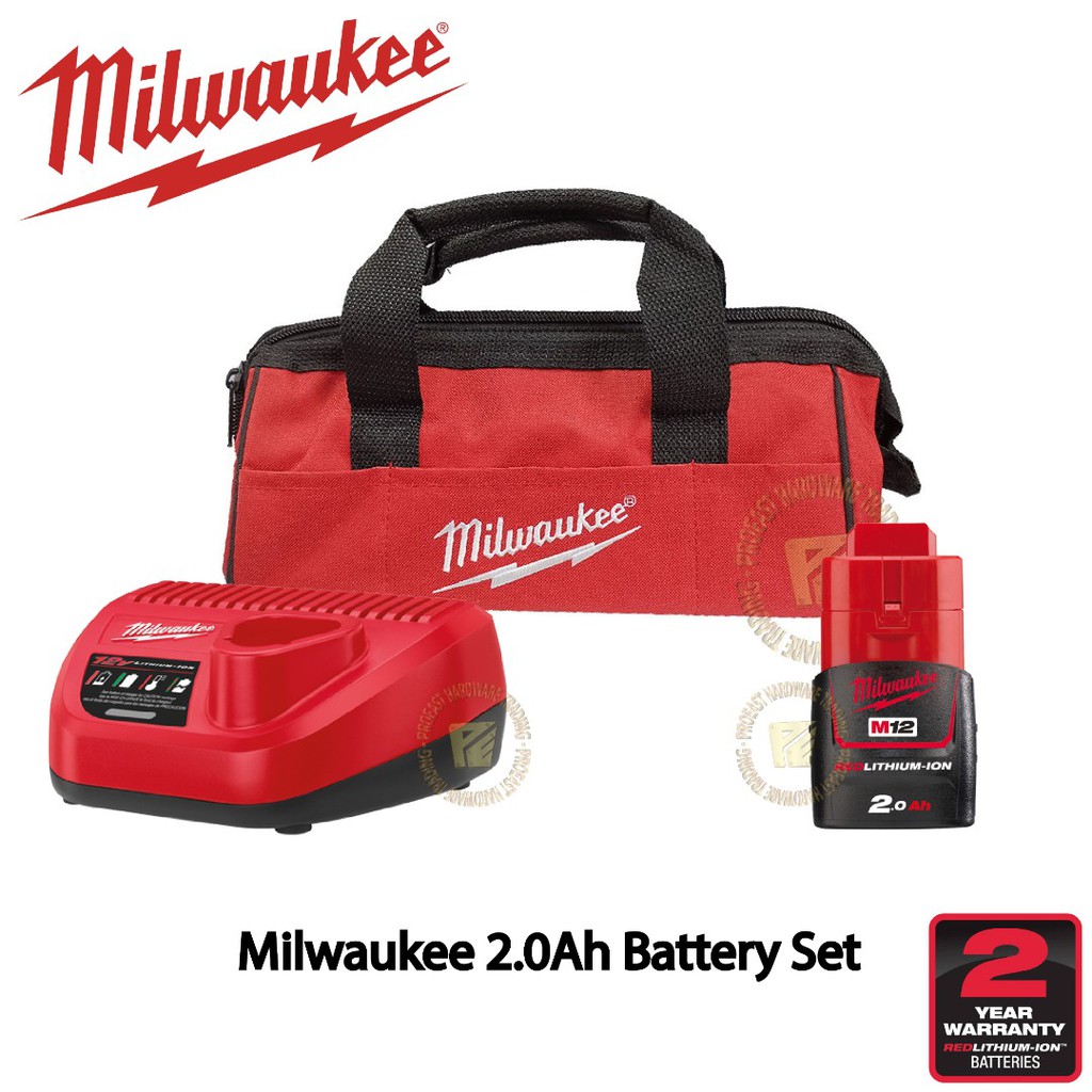 MILWAUKEE M12 LITHIUM ION 2.0Ah Battery AND Charger SET ( 1 Battery Set ...