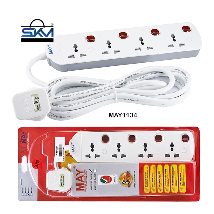 SKM Selamat 4 Gang Universal Type Multi Extension Socket (3 Meter ...