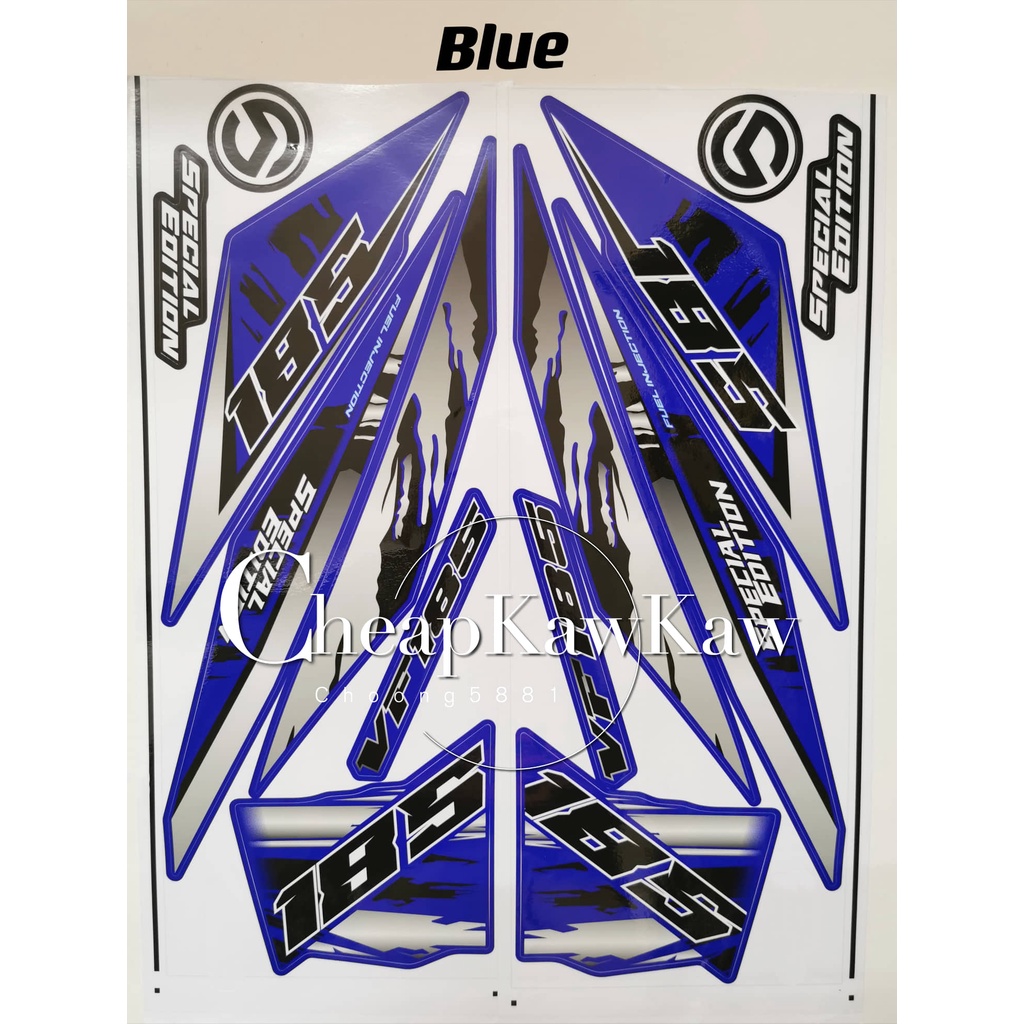 SYM VF3i 185 ( 13 ) Custom Body Cover Set Stripe Sticker - Blue / Red ...