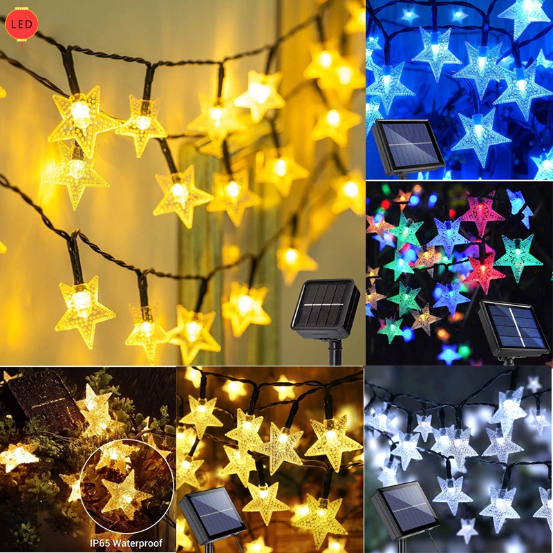 READY STOCK Solar Star String Lights 8 Modes Solar Powered Twinkle ...
