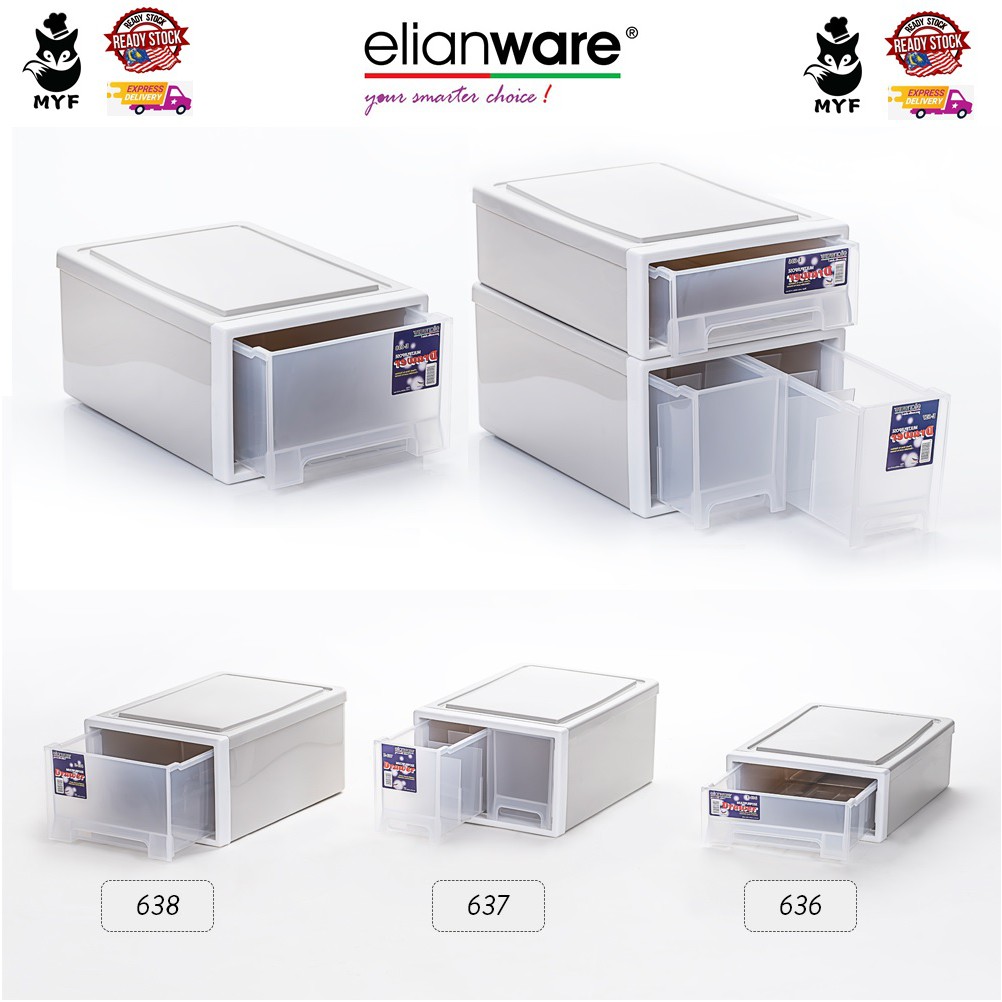 Elianware Plastic Drawer Storage Box Stationery Box Multi Purpose Box ...