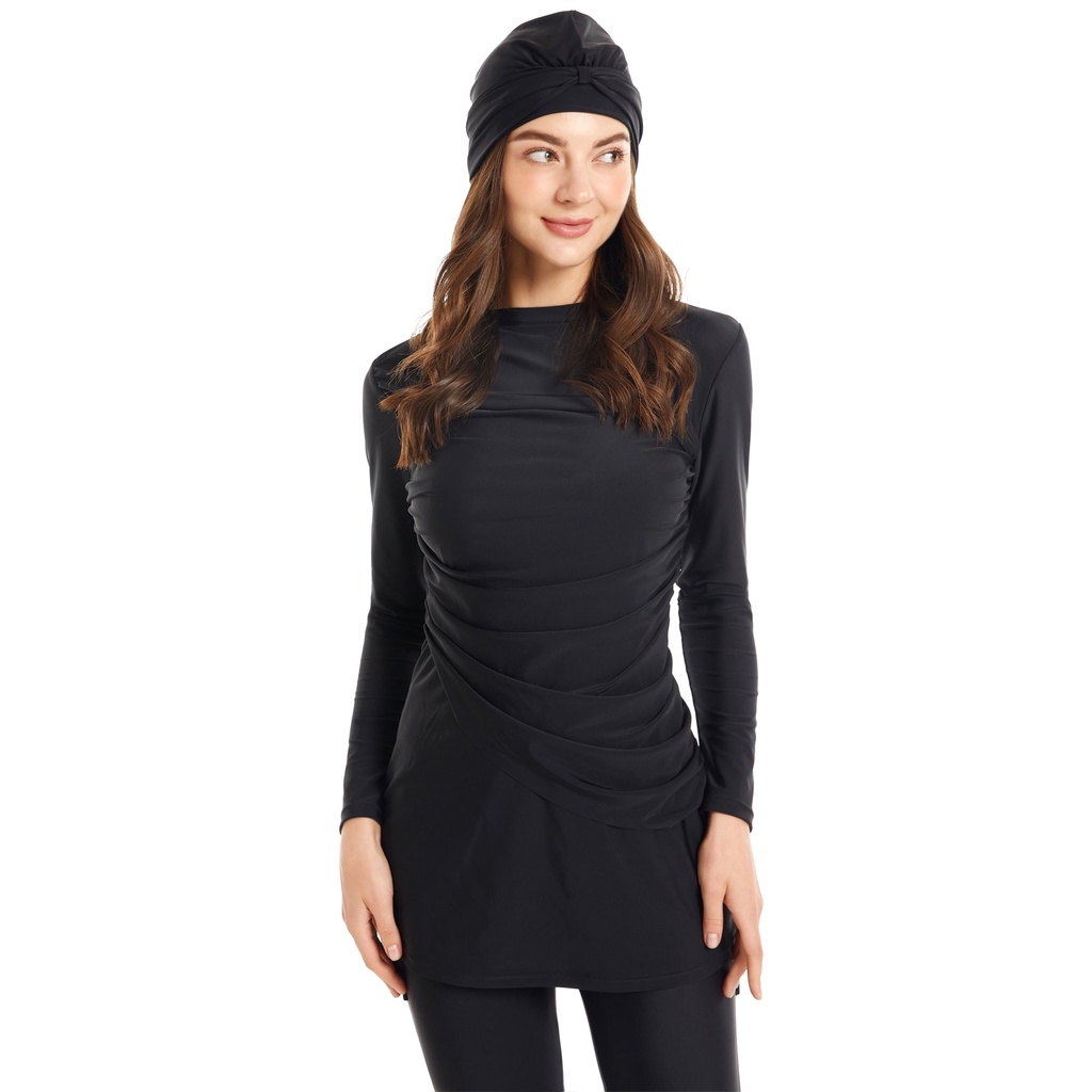 Modest Muslim Swimwear All Black Burkinis Islam Swimsuit Bikini Full ...