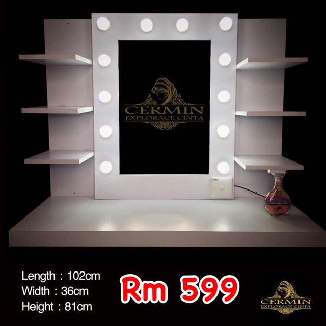 [READY STOCK MALAYSIA]RM599 SET VANITY MIRROR + RACK 12BULB CERMIN ...