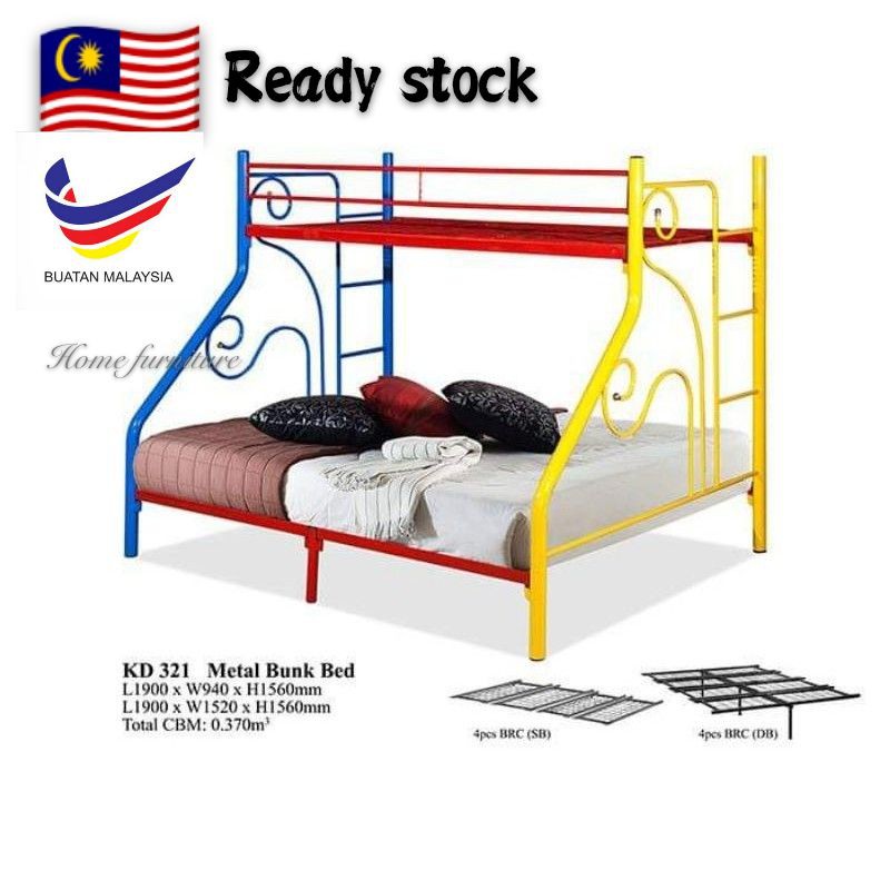 FREE SHIPPING 🚚 Colourful Bunk bed double decker /katil besi 2 tingkat ...