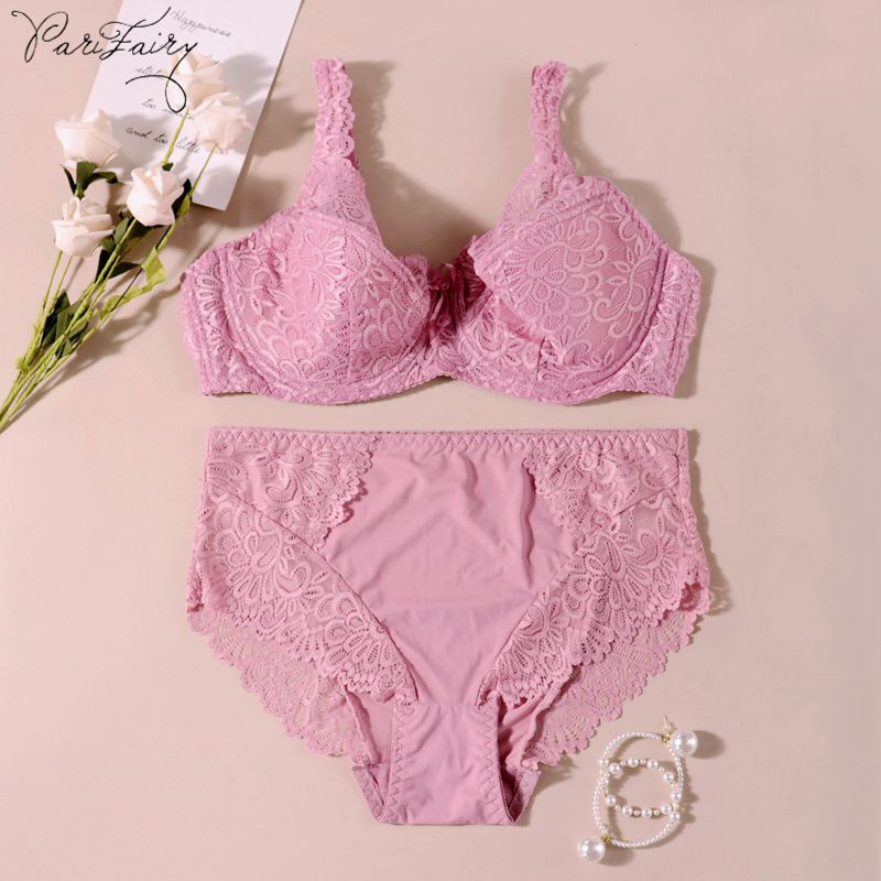 Parifaiy E Cup Sexy Lace Bra set for Women Plus Size Non-Padded Bra and ...