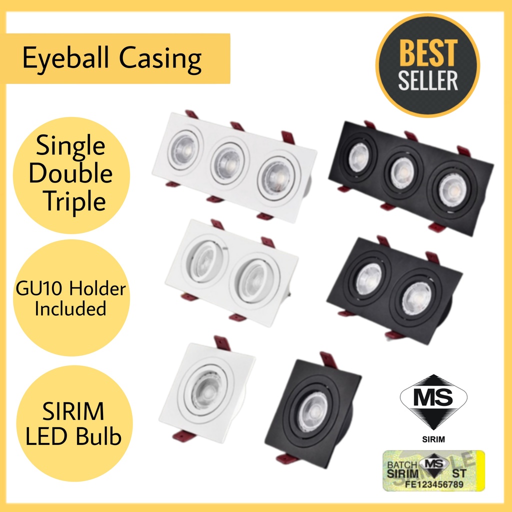 Sirim 7w LED GU10 Eyeball Casing Round Square Single Double Triple ...
