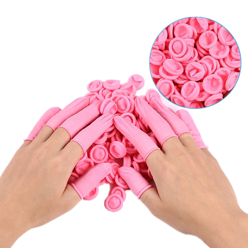 100PCS Disposable Pink Latex Rubber Finger Cots Anti-static Fingertips ...