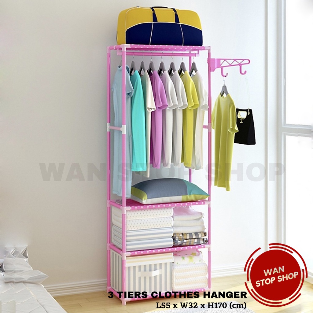 3 Tier Coat Rack Multi-function Clothes Rack with Hook Cloth Stand ...
