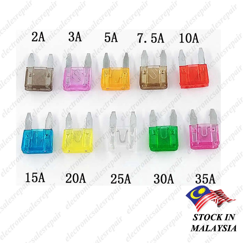 10PCS Mini Fuse Motorcycle Car Lorry Vehicle 1A 3A 5A 7.5A 10A 15A 20A 25A 30A 40A | Shopee Malaysia