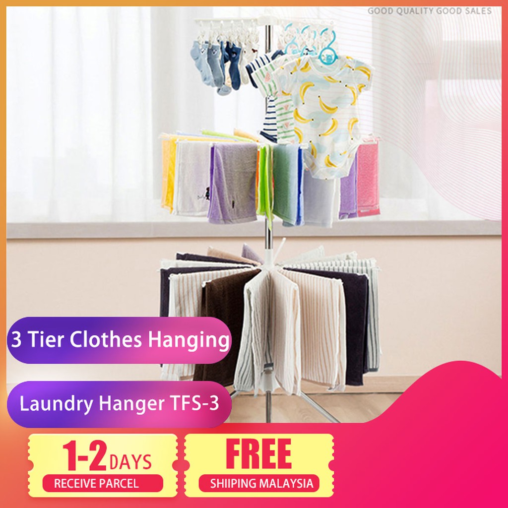 🔥 Ready Stock 🔥 HOT Delly 3 Tier Clothes Hanging Drying Rack Baby ...