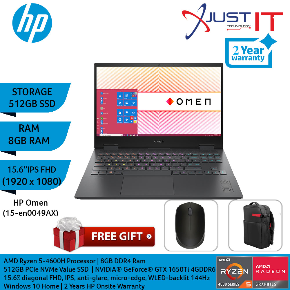 Hp Omen 15-En0049Ax Ips Fhd Gaming Laptop Ryzen 5 4600H 8Gd4 512SSD ...
