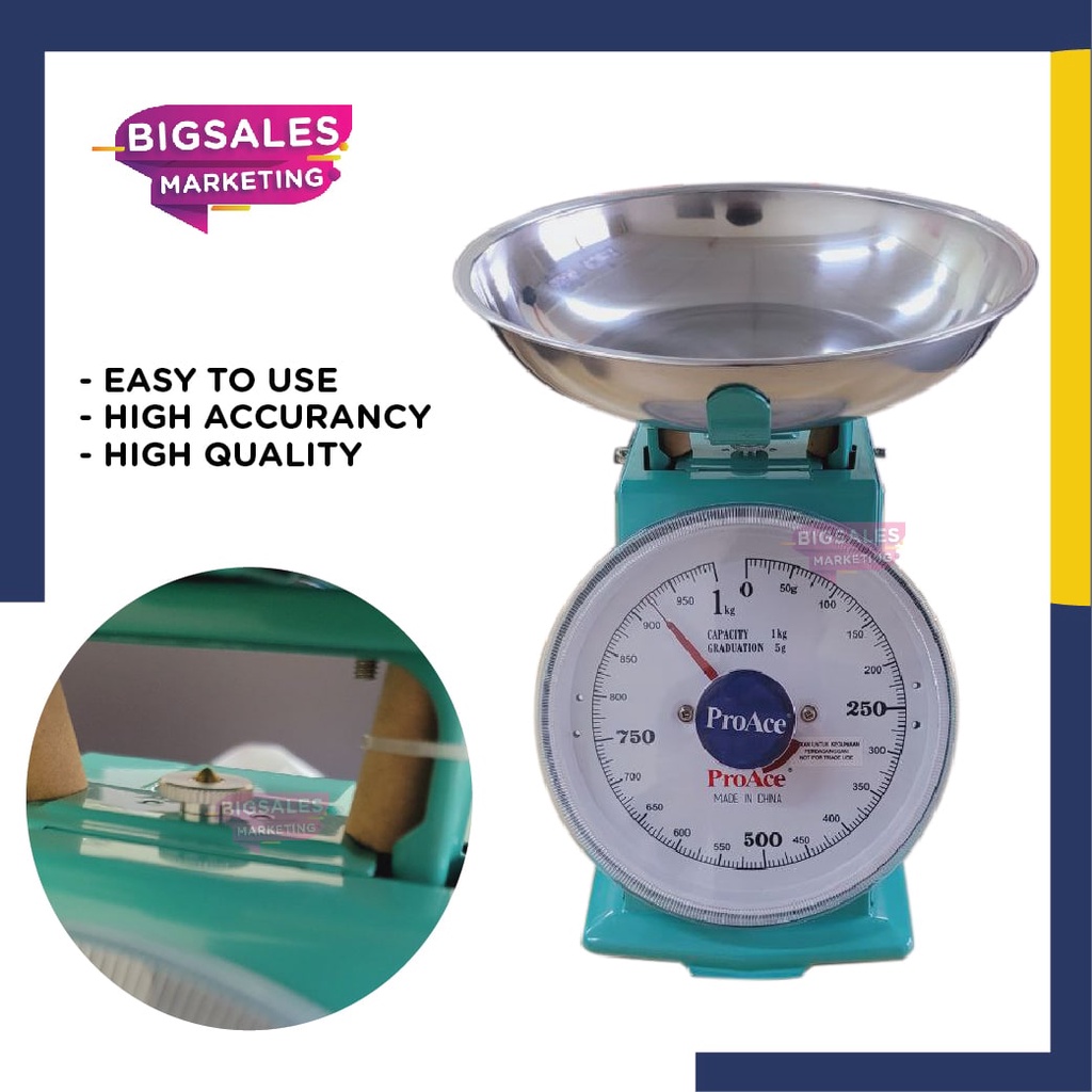 1KG PROACE Commercial Mechanical Weighing Or Kitchen Scale / Timbang ...