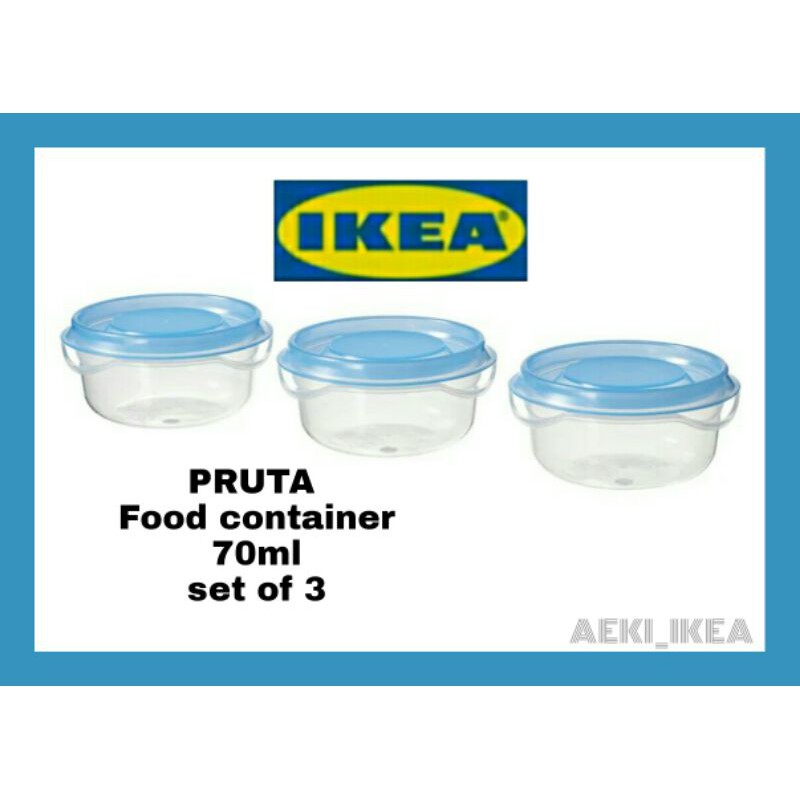 IKEA PRUTA Food container set of 3, transparent/blue 70 ml , tupperware ...