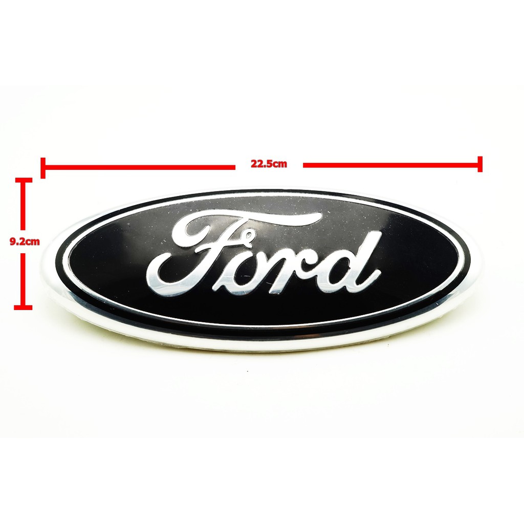 FORD Logo Label Black Plastic Chrome Edge Size 22.5X9.2 cm Installed ...