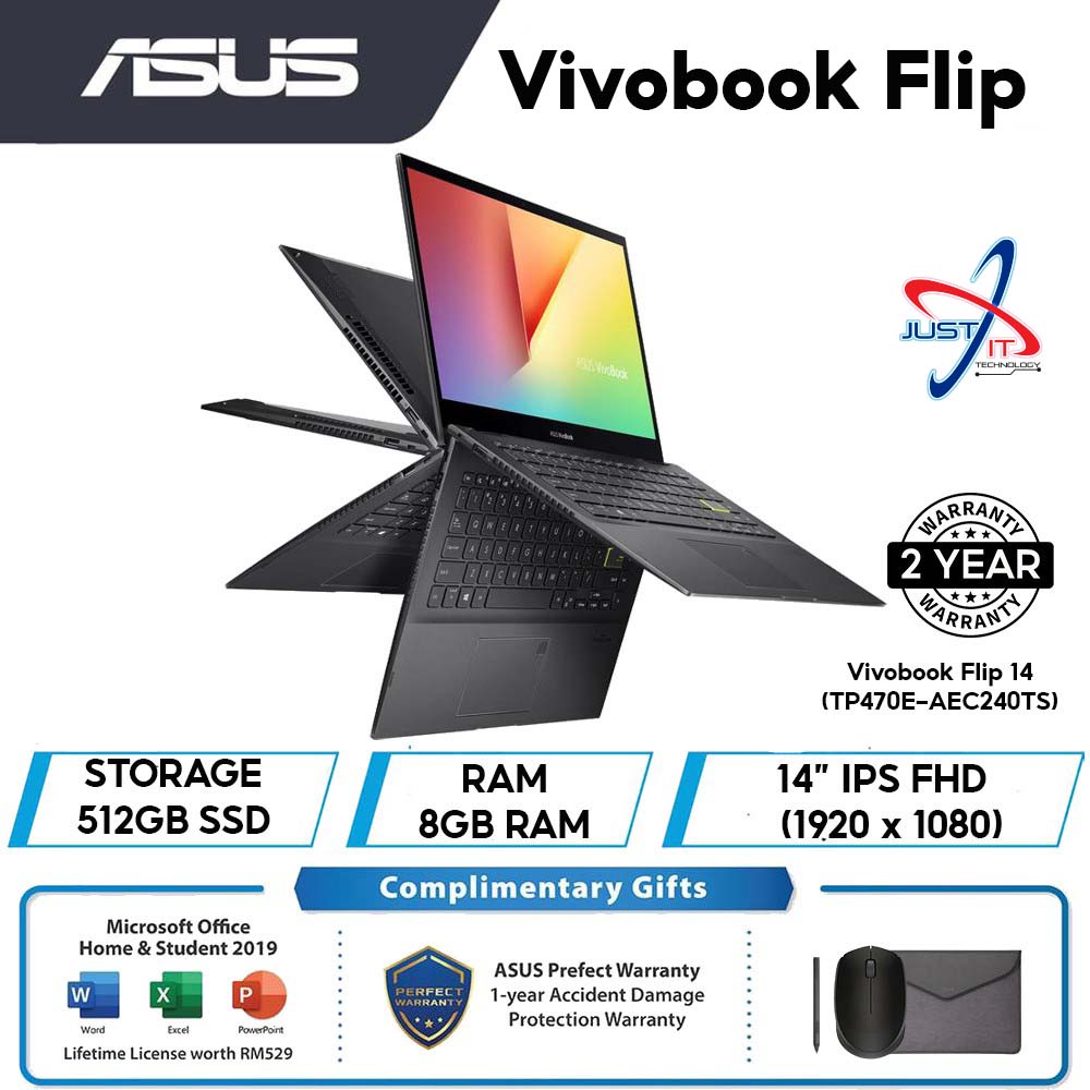 Asus Vivobook Flip 14 TP470E-AEC240TS 14" Touch IPS FHD I5-1135G7 8GD4 ...