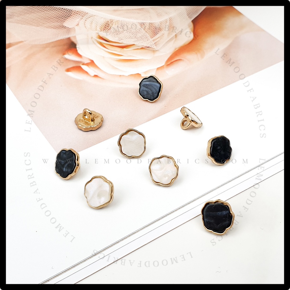 Le Mood (1 Piece) 1cm Elegant Golden Seashell Metal Shank Button Butang ...