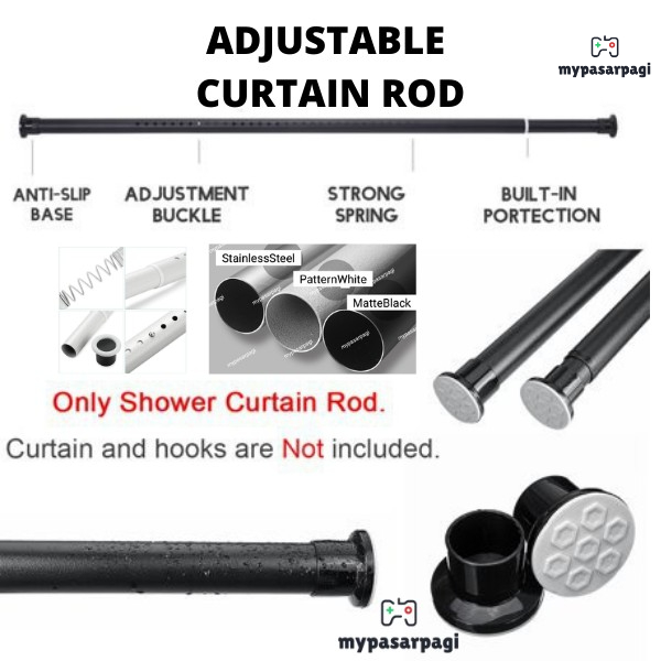 🇲🇾 Curtain Rod Think Diameter 3.2cm Extra Long 110-460cm Adjustable ...