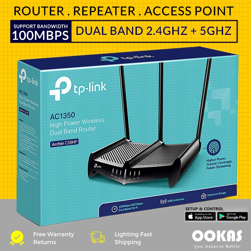TP-Link AC1350 High Power Wireless Dual Band Wifi Router Archer C58HP ...