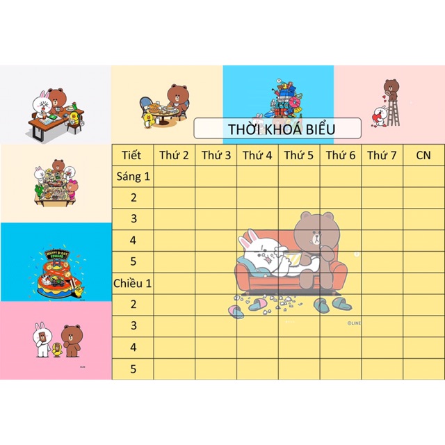 2-panel line rabbit timetable/cute timetable | Shopee Malaysia