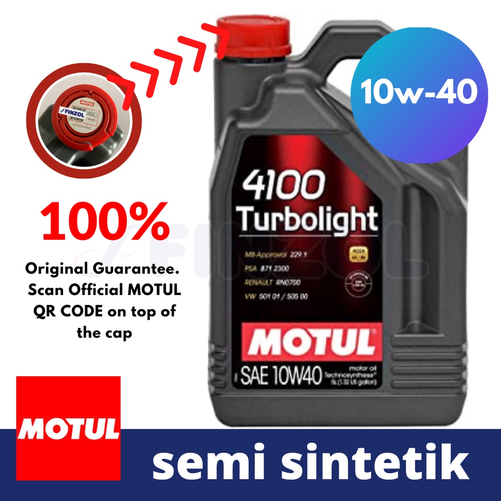 MOTUL 4100 TURBOLIGHT 10W-40 Semi Synthetic [4L] Gasoline(Petrol) and ...