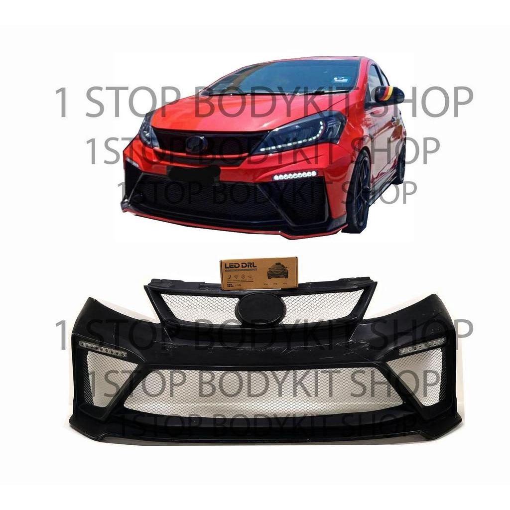 CAR BODYKIT PERODUA MYVI 2018 GT G3 FRONT BUMPER WITH DAYLIGHT (FIBER ...