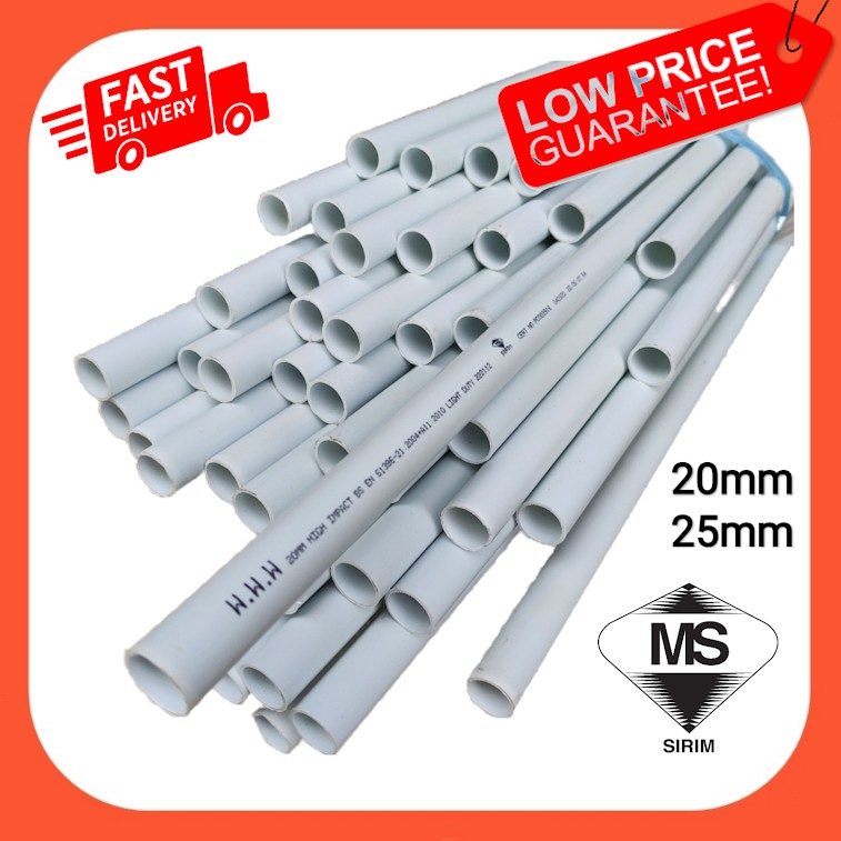 SIRIM PVC CONDUIT PIPE 20mm/25mm / PAIP ELECTRIKAL SIRIM 3/4'' / 1'' | Shopee Malaysia