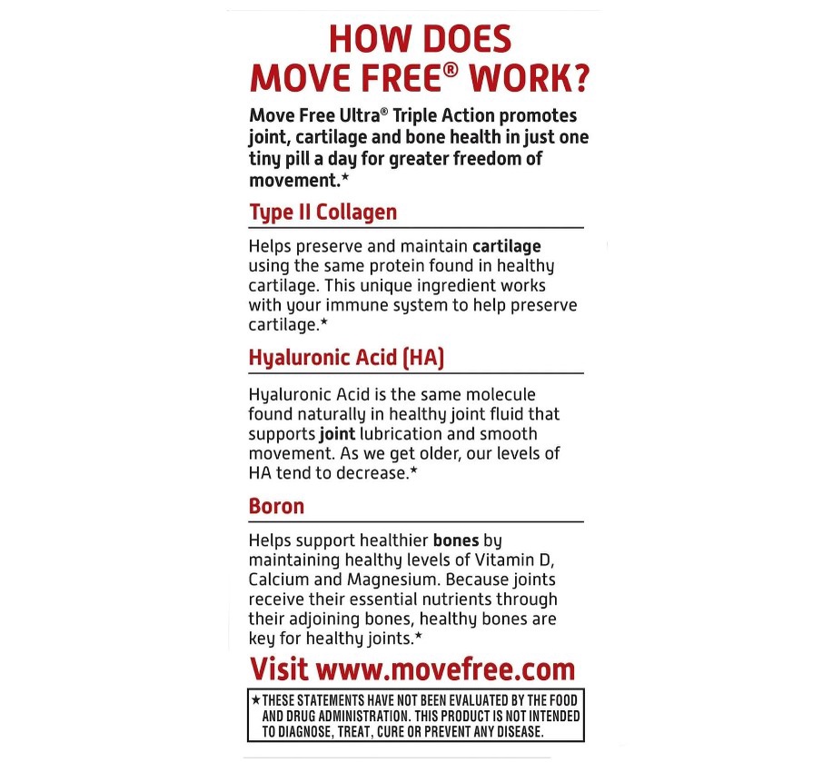 [USA] MOVE FREE JOINT HEALTH Ultra 3X Triple Action 75 Tablets, With Type II Collagen, Boron ...