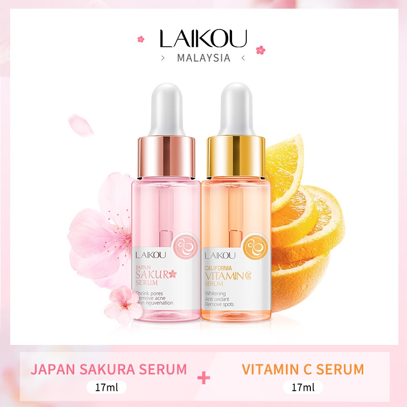 LAIKOU VC Whitening + Sakura Serum Vitamin C Essence Brightening ...