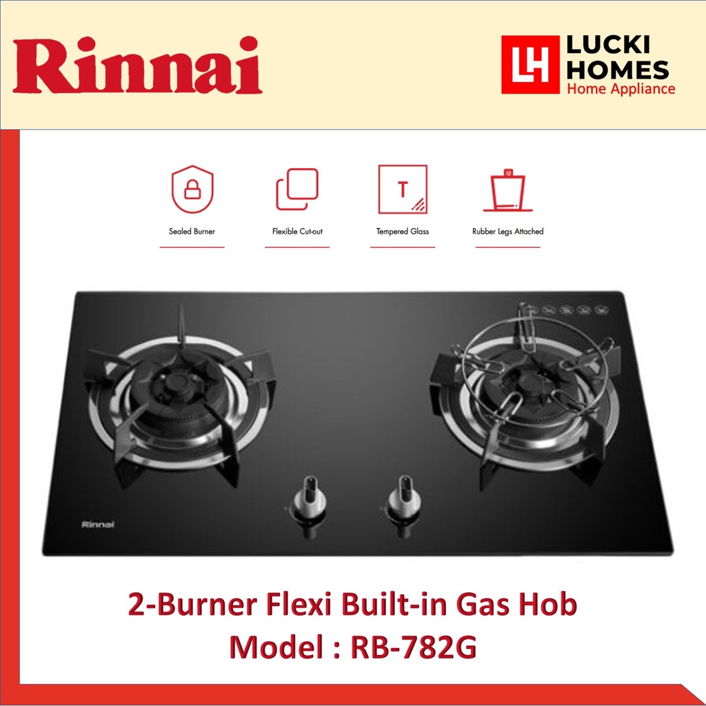 Rinnai RB-782G 2-Burner Flexi Hob Built-in Gas Hob (Glass) | Shopee Malaysia