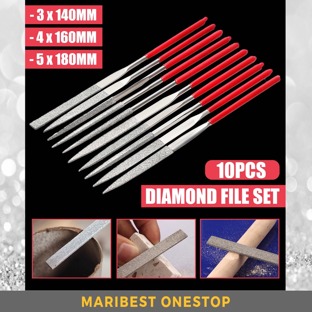 10PCS Mini Metal Rasp Diamond Needle Files Set Wood Carving Tools for ...