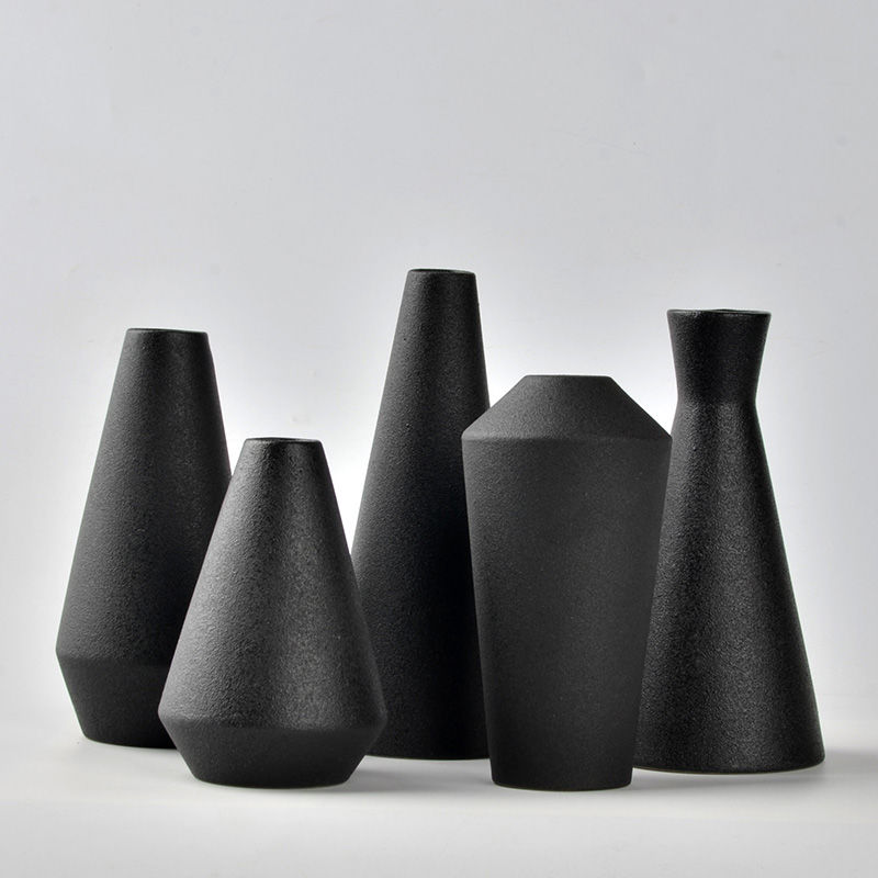 Horticulture Ikebana Art Solid Black Firing Pottery Hydroponic ...