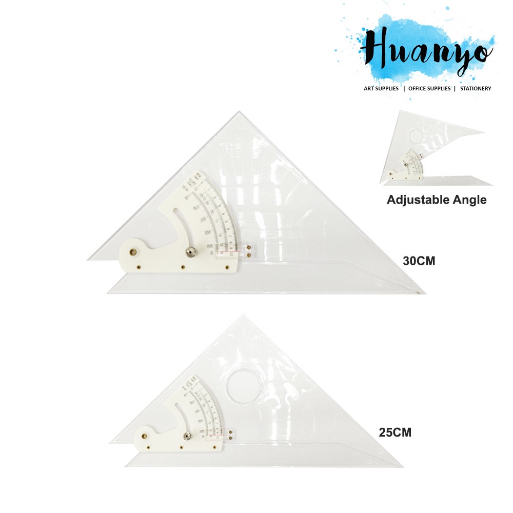 Clear Acrylic Plastic Adjustable Set Square Triangle Ruler (25CM / 30CM ...