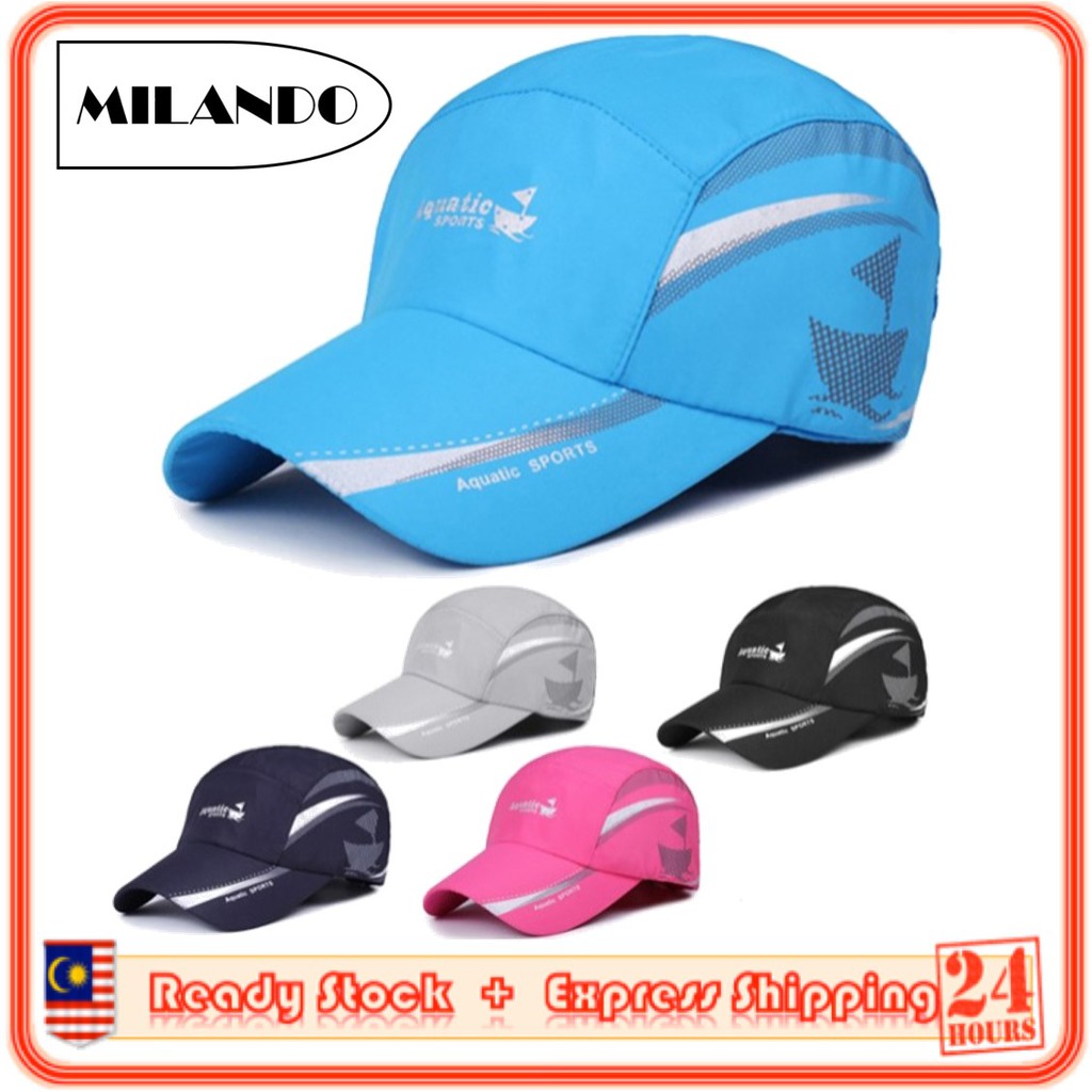MILANDO Adult Sport Cap Fashion Waterproof Hat Running Cap Topi 运动帽子 ...