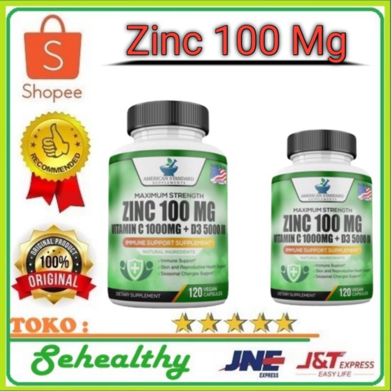American Standard Supplement Zinc 100mg Viramin C 1000Mg Vitamin D3 5000ui 100% Original ...