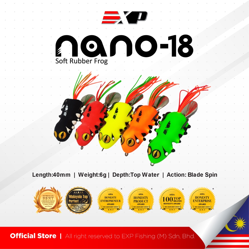 EXP Nano 18 Soft Rubber Frog Expert For Snakehead Hunter Haruan/Toman ...