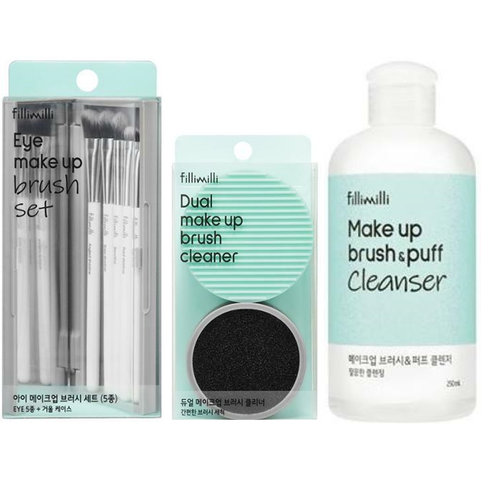 [ Fillimilli ] EYE MAKE UP BRUSH SET / Dual Makeup Brush Cleaner / Make ...