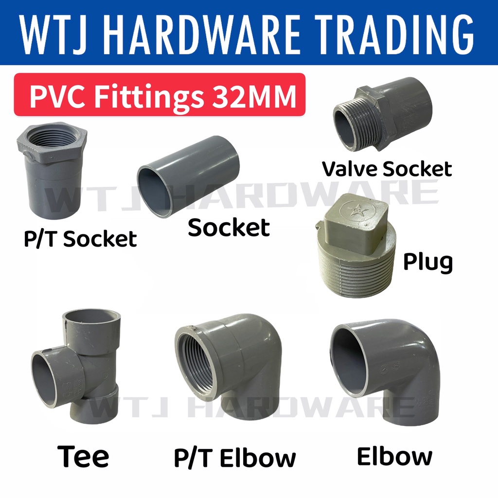 PVC Fitting 32mm (1-1/4") / PVC Connector - Socket/Elbow/Tee - P/T ...