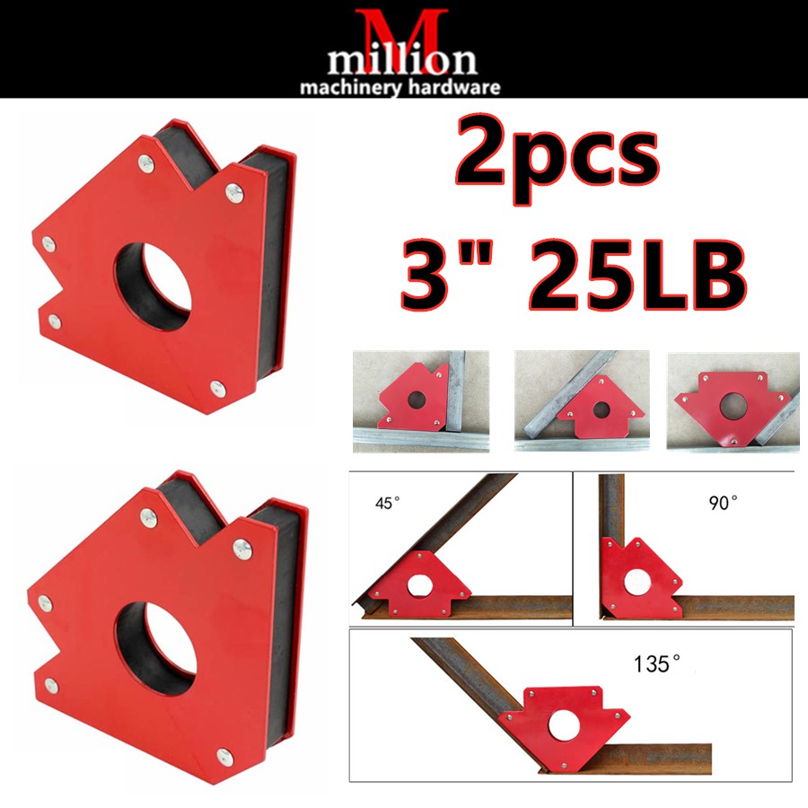 millionhardware - ( 2pcs ) 25LB 3" Magnetic Welding Angle Magnet Holder ...