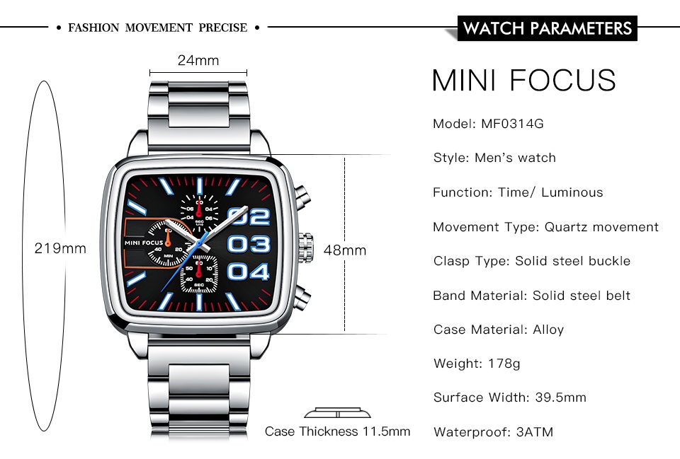 Mini Focus Men Business Stainless Steel Quartz Watch Top Brand Luxury ...