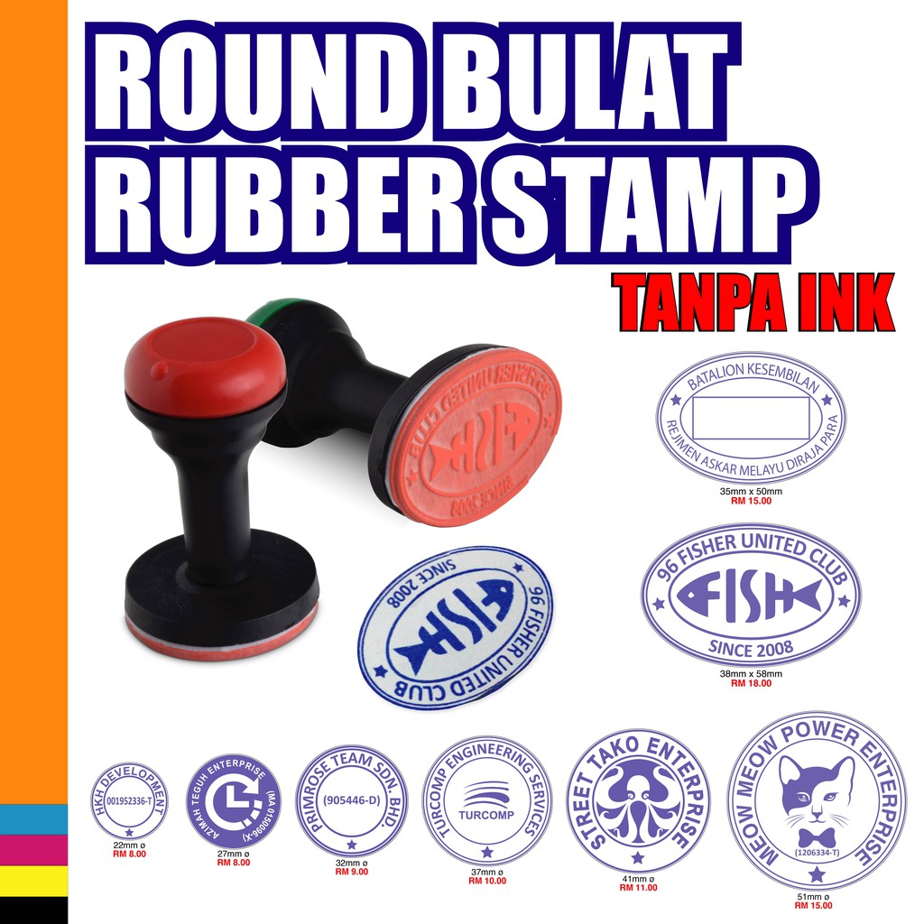 BULAT ROUND RUBBER STAMP/COMPANY STAMP/COP NAMA/BANK COP/COP SYARIKAT ...