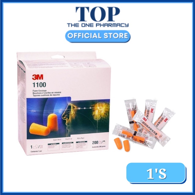 ORIGINAL 3M 1100 Disposable Ear Plug [1pair] - Sleeping Earplugs Noise Reduction Soft Foam Ear ...
