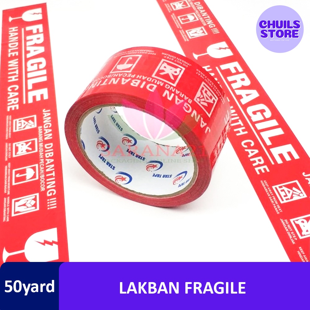 MERAH Duct Tape FRAGILE Duct Tape Red Duct Tape Don't Twill Easy Broken ...