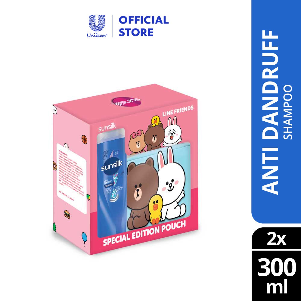 Sunsilk Shampoo Anti-Dandruff (300ml x 2) [Free Line Pouch] | Shopee ...