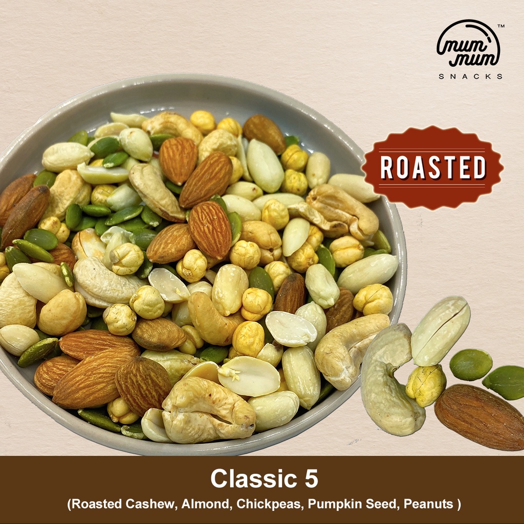 Classic 5 Premium Roasted Mixed Nuts [150g, 300g, 500g & 1kg] | Shopee ...