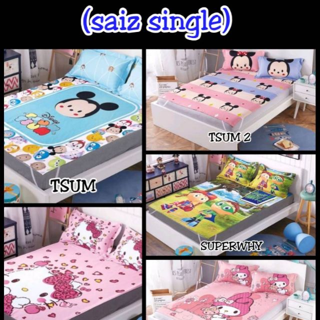 Alas tilam kalis air waterproof cartoon bedsheet ready stock | Shopee ...