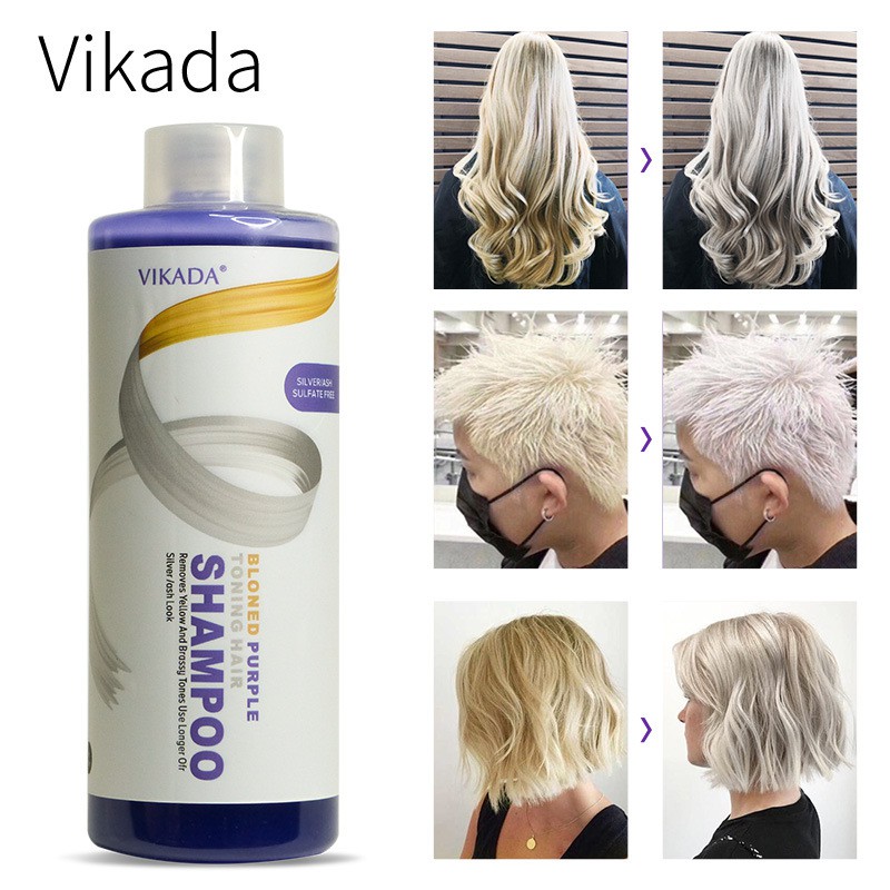 500ml Hair Dye Yellow Removing Linen Gray Silver Color Lock Shampoo ...