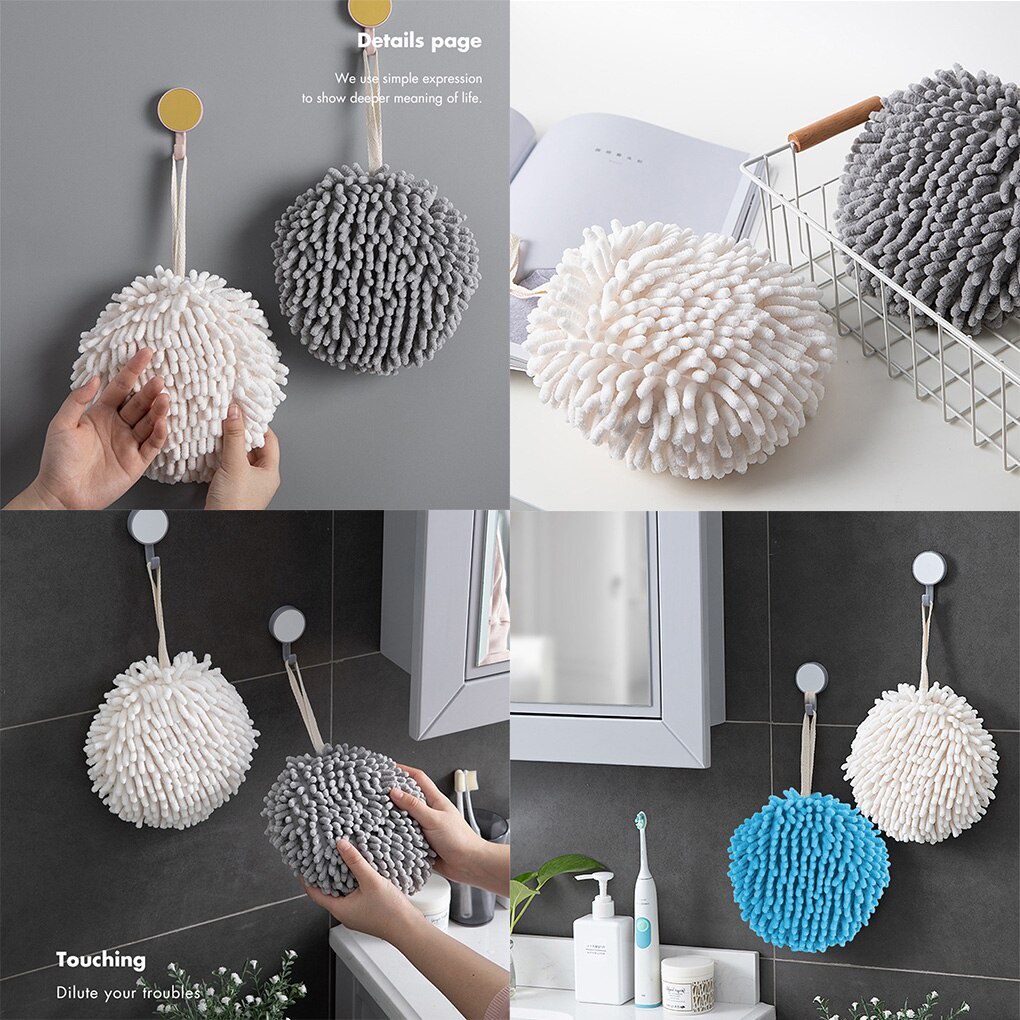 Hand Towels Kitchen Bathroom Hand Towel Ball with Hanging Loops Quick ...