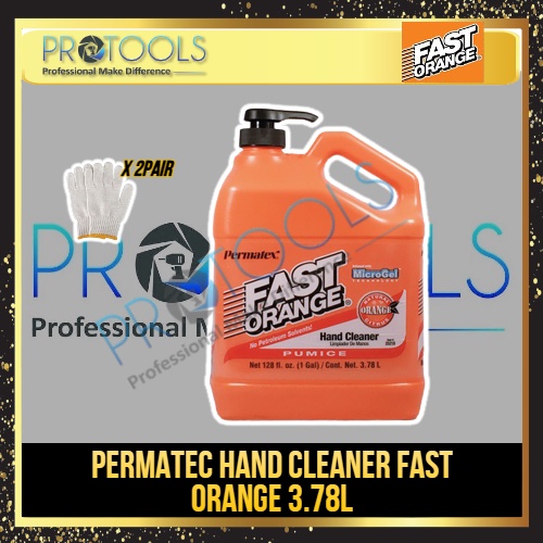 PERMATEC HAND CLEANER FAST ORANGE 3.78LITER FOC 2 PAIR GLOVE (PROTOOLS ...