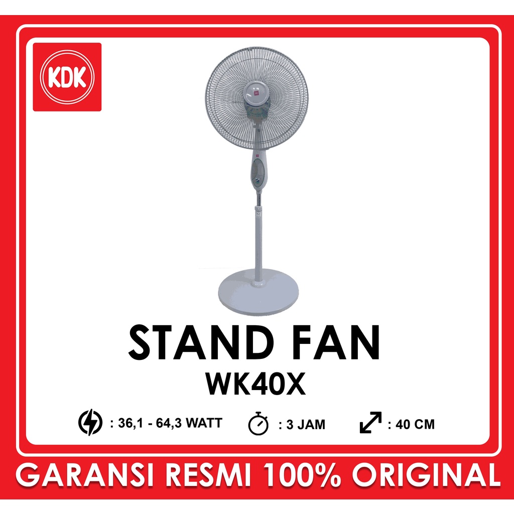 Kdk WK40X Stand Fan 16 inch Timer 3 Speed Standing Fan WK-40X Low Watt ...