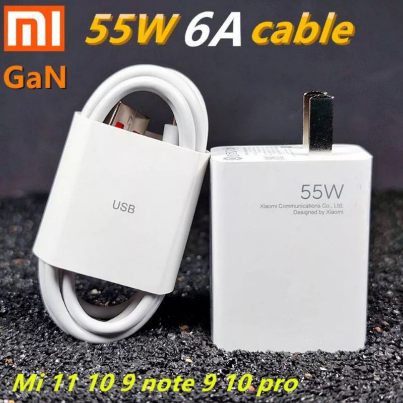 Original Xiaomi 55W Charger GaN Tech With 6A TYPE-C USB Cable Support ...